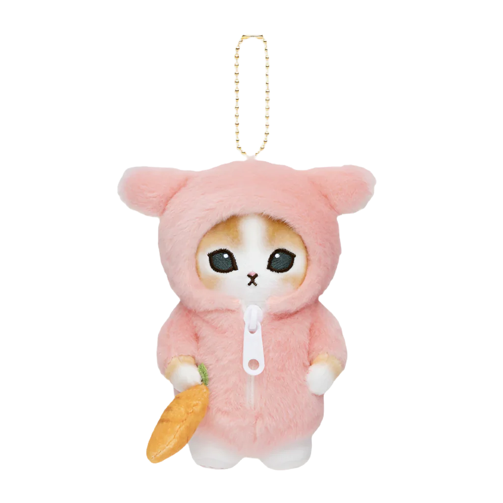 Mofusand Pink Rabbit Pyjama Keychain – Plush Mascot Holder | Yore Store ...
