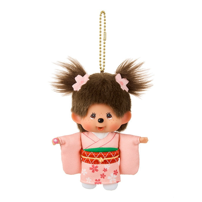 MONCHHICHI Pink Sakura Kimono Mascot Holder Keychain | YORE STORE