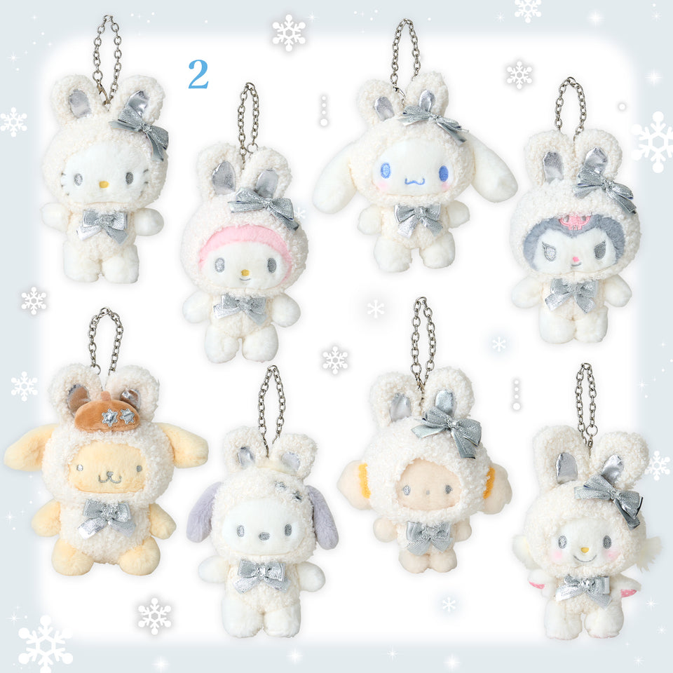 SANRIO My Melody Fluffy Snow Rabbit Mascot Holder Keychain | YORE STORE