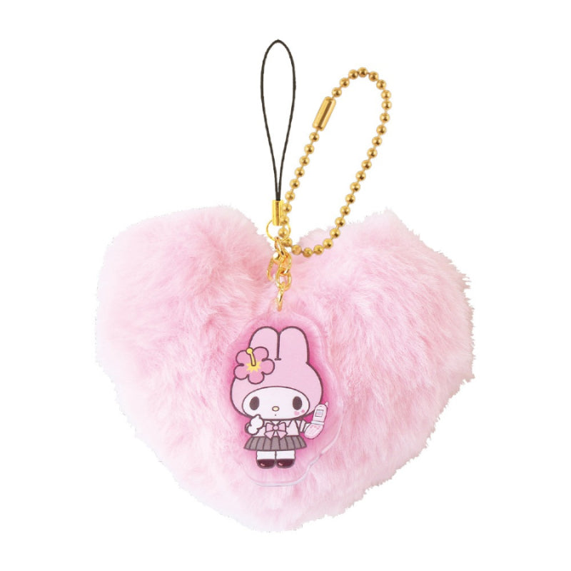 SANRIO My Melody Fluffy Fluffy Big Heart Acrylic Phone Strap Mascot ...